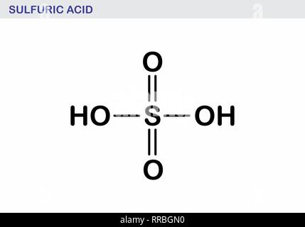 Chemical structure of sulfuric acid (H2SO4, oil of vitriol) molecule ...
