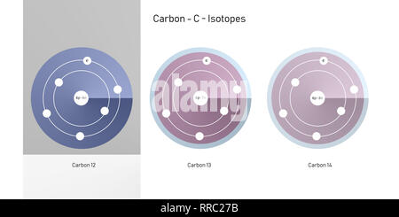 carbon isotopes atomic structure - chemical elements illustration ...