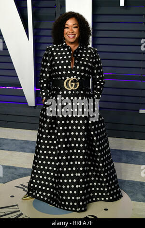 Shonda Rhimes arrives at the Vanity Fair Oscar Party on Sunday, Feb. 9 ...