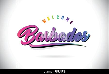 Barbados Welcome To Word Text with Handwritten Font and Red Love Hearts ...