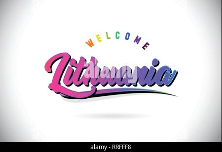 Lithuania Welcome To Word Text with Love Hearts and Creative ...
