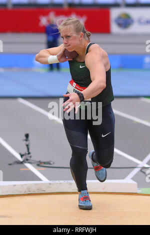 Magdalyn Ewen competes in the shot put final during the USA Indoor ...