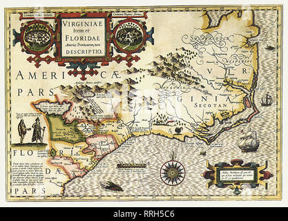 Map of Virginia and Florida 1606 Stock Photo - Alamy
