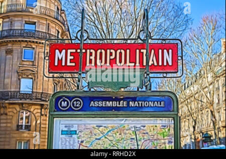 Illustration of Paris metro sign - Paris, France Stock Photo - Alamy