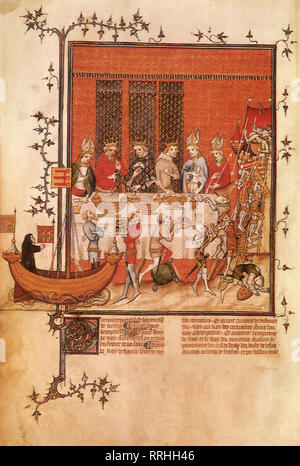 FIRST CRUSADE: SIEGE OF JERUSALEM 1099 in a 14th Century manuscript ...