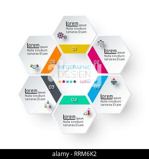 Infographic Concept with Hexagons - Flow Chart, Timeline Stock Vector ...
