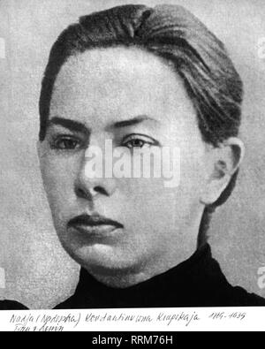 Krupskaya, Nadezhda, 26.2.1869 - 27.2.1939, Soviet revolutionary, wife ...