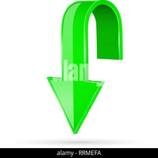 Arrow. Down green 3d shiny sign Stock Vector Image & Art - Alamy
