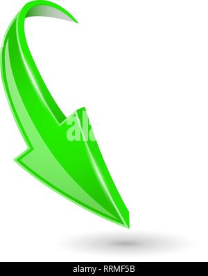 Green curved DOWN arrow. 3d icon Stock Vector Image & Art - Alamy