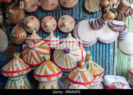 Addis Ababa, Ethiopia, Injera basket tables for sale in Merkato market ...