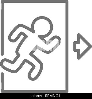 Emergency exit, man running out sign grey icon Stock Vector Image & Art ...