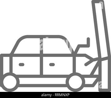 Car hit into a pole, transportation crash, accident grey icon Stock ...