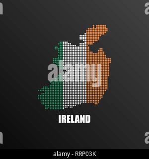 Square dots pattern map of Ireland. Dotted pixel map with national flag ...