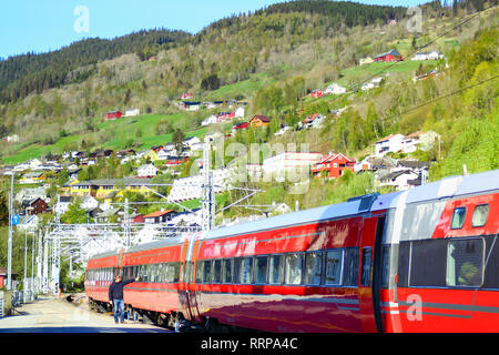 Platform at Voss station in Norway Stock Photo - Alamy