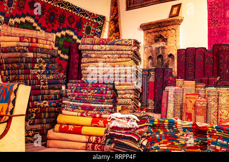 Handmade Turkish carpets in a carpet store in Grand Bazaar, Istanbul ...