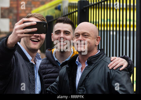 Six Nations supporters are seen taking selfies with actor Ross Kemp at ...