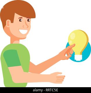 young man with bulb avatar character vector illustration design Stock ...
