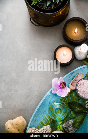 Overhead View Of Natural Beauty And Health Products In Measuring Cups ...