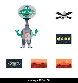 Space colonization color set with exploration symbols isometric ...