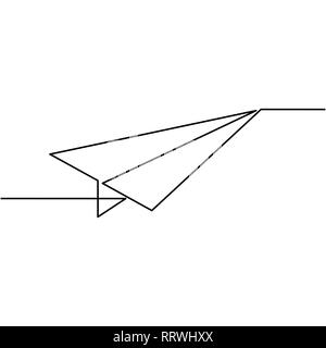Paper airplane continuous one line drawing. Sending message linear fold ...