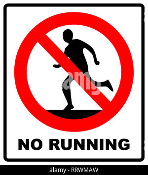 Do not run, prohibition sign. Running prohibited, illustration ...