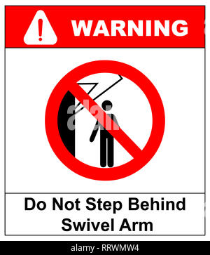 Do not step behind swivel arm sign. No people under raised load. Flat ...