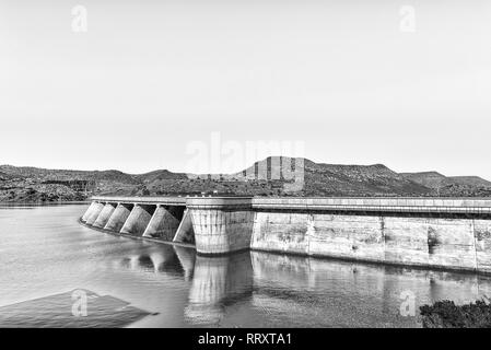 Wall of the Vanderkloof Dam in the Orange River on the border of the ...