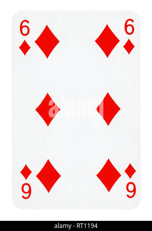 Six of Diamond playing card - isolated on white (clipping path included ...