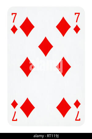 Seven of Diamond playing card - isolated on white (clipping path ...