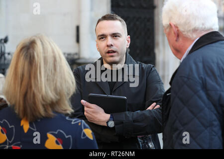 David Challen, the son of Georgina Challen, with supporters outside the ...