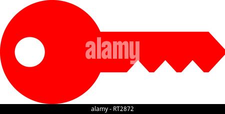 Key symbol icon - red simple outline, isolated - vector illustration ...