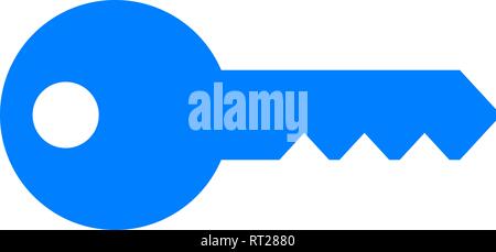 Key symbol icon - blue simple outline, isolated - vector illustration ...