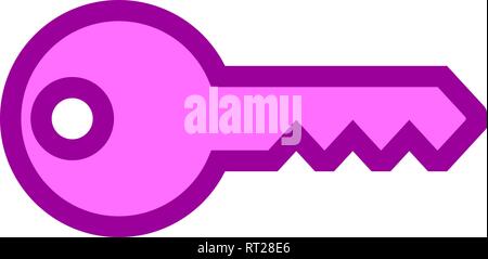 Key symbol icon - purple with outline, isolated - vector illustration ...