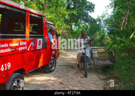 Songthaew, a local Phuket Island bus, Kata, Phuket, Thailand Stock ...