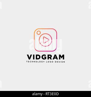 video gram insta creative line logo template vector illustration icon ...
