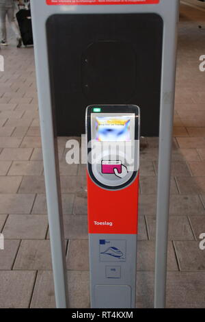 Ticket validator, card reader on public bus, trolleybus, tram. Public ...