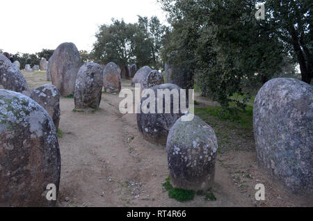 6th millennium BC Almendres Cromlech, a megalithic complex near Evora ...