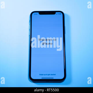 Welcome to IPhone message on screen - USA Stock Photo - Alamy