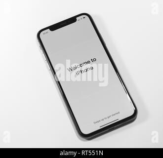 Welcome to IPhone message on screen - USA Stock Photo - Alamy