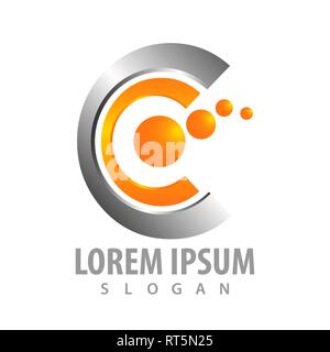 CC logo with triangle shape and circle rounded design template isolated ...