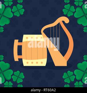 beer wooden jar with harp vector illustration design Stock Vector Image ...