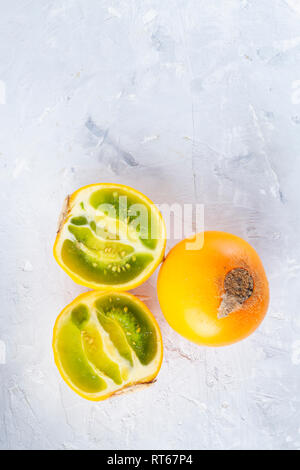lulo fruit on white background (Solanum quitoense Stock Photo - Alamy