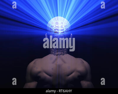 Rays of light comes out human head Stock Photo - Alamy