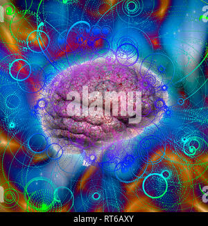 Human Brain Radiates Colorful Light Stock Photo - Alamy