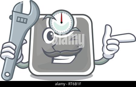 Funny mechanical body weight scale with face and smile. Concept healthy ...