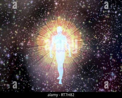Human Figure Emerges from Light. 3D rendering Stock Photo - Alamy