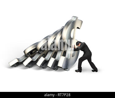 Businessman holding currency symbols concept Stock Photo - Alamy