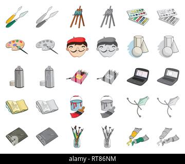 accessory,art,artist,box,bucket,cartoon,outline,collection,colored ...