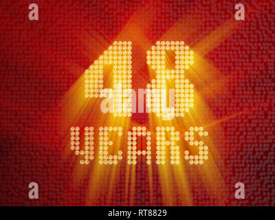 Golden number forty-eight years (number 48 years) dotted font, top view ...