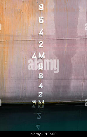 metric draft marks on a ship Stock Photo - Alamy